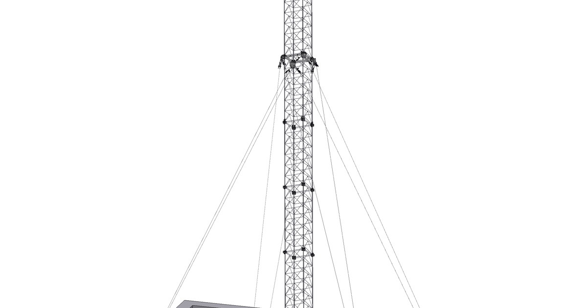 (N.P.) Roof-top guyed mast, 14m - Cue Dee