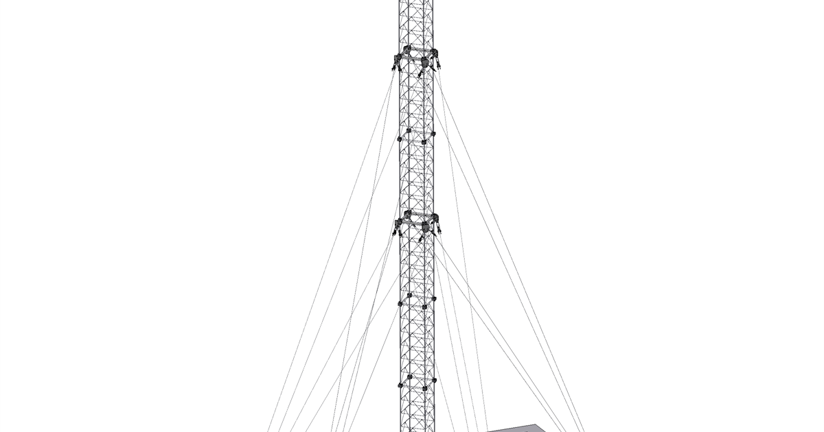 (N.P.) Roof-top guyed mast, 16m - Cue Dee